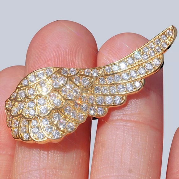 Handcrafted | Jewelry | 3ct 14k Yellow Gold Diamond Angel Wing Ring 55 ...
